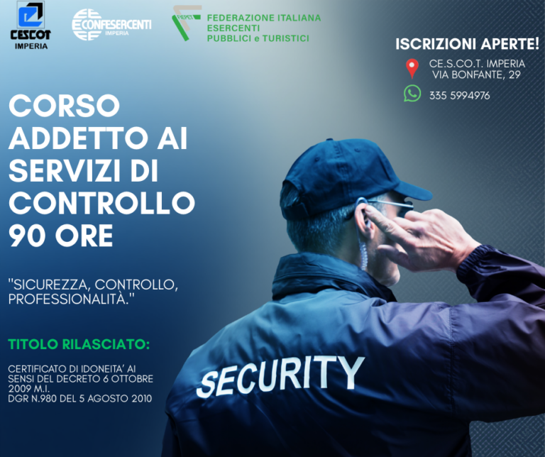 Sicurezza nei locali: al via il nuovo corso di formazione Addetto ai ...